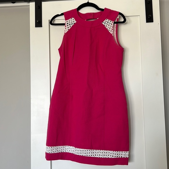 Dresses | Lauren James Raspberry Seersucker And Eyelet Dress | Poshmark